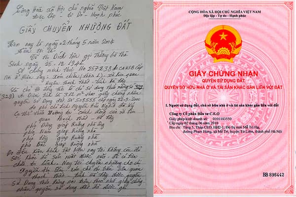 Mẫu giấy cho tặng đất viết tay chuẩn pháp lý & mới nhất